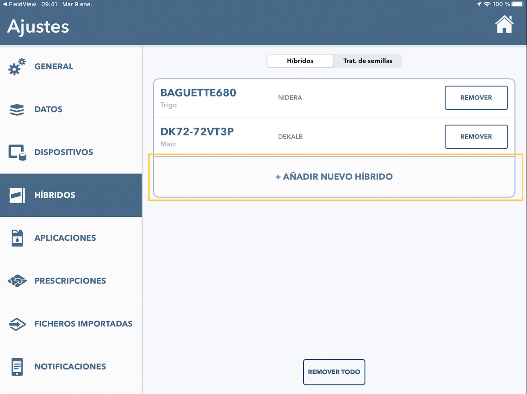 Como precargar tus híbridos y/o variedades en FieldView™ cab app