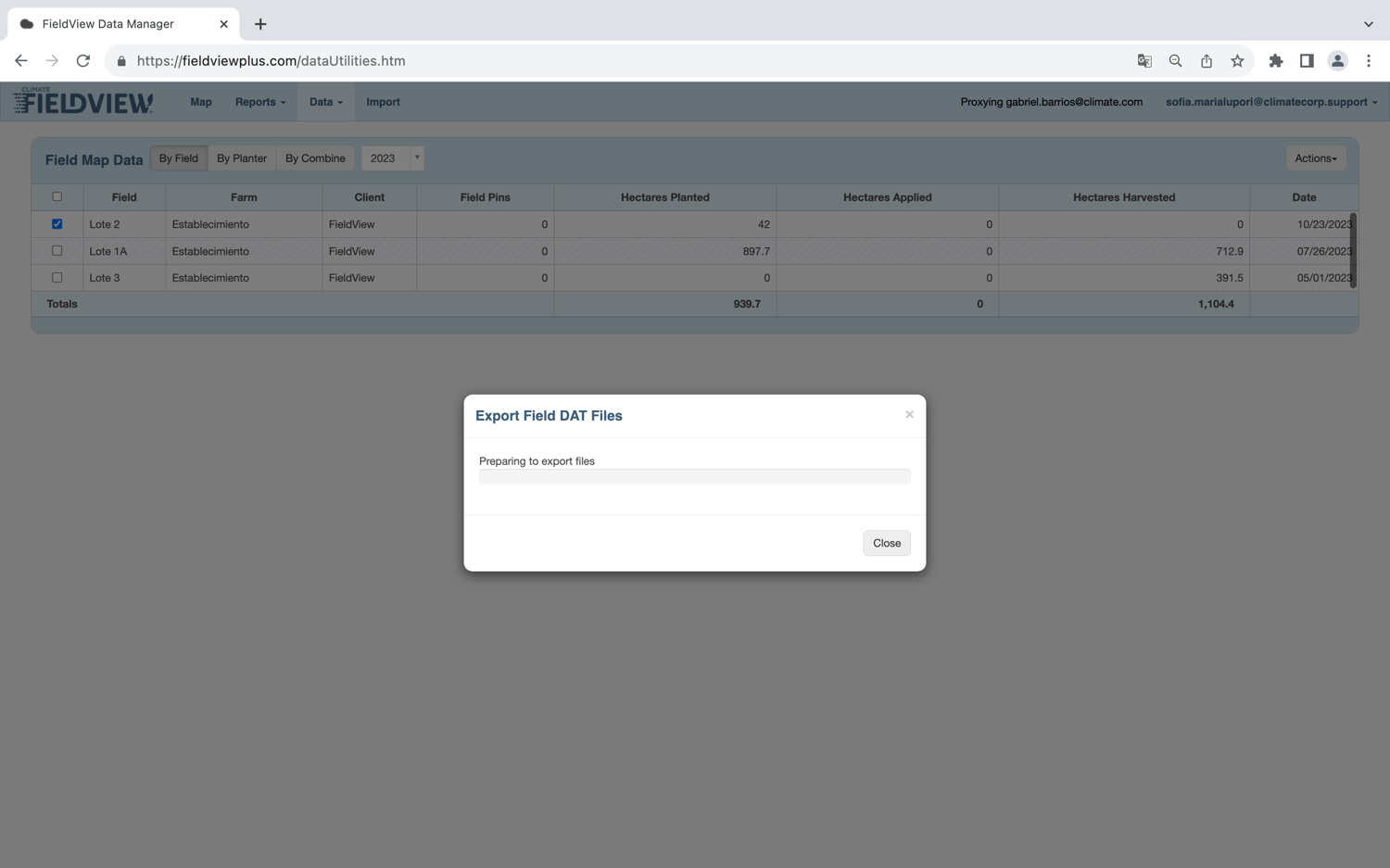 Exportación de archivos .dat desde FieldView™ y transformación a .shp