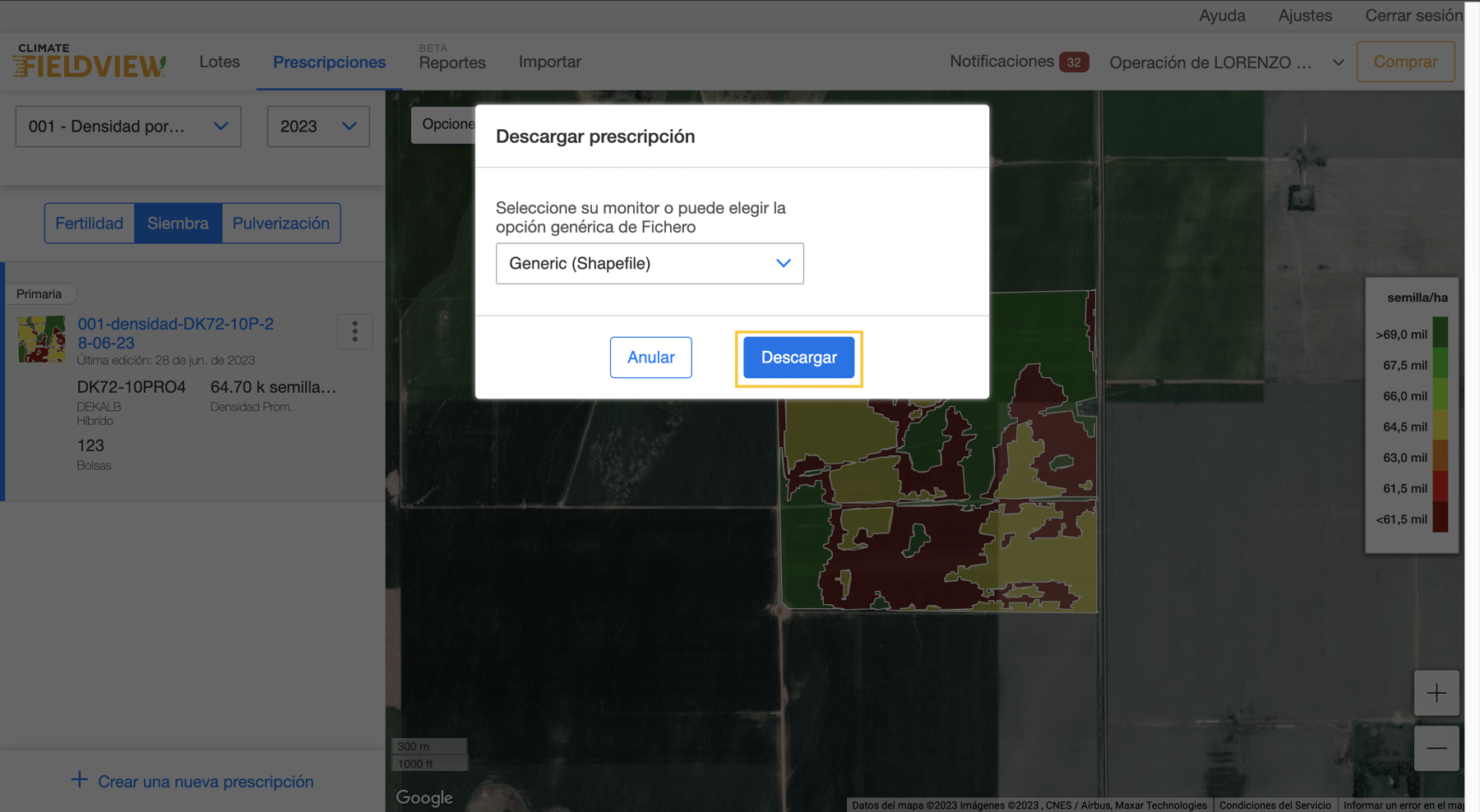 Guía de exportación e importación de prescripciones por modelo de monitor